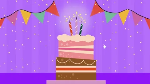 happy birthday animation with cake | Stock Video | Pond5