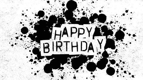 Happy Birthday with black spray dots on ... | Stock Video | Pond5
