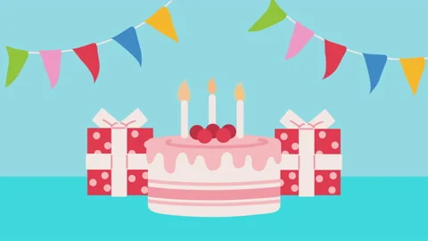 happy birthday celebration cake animatio... | Stock Video | Pond5