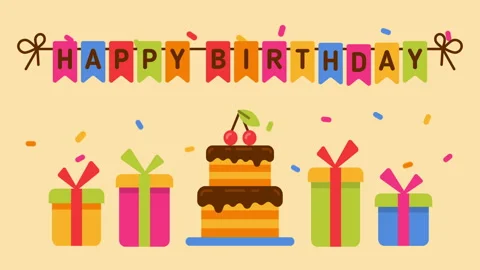 Happy Birthday. Cherry on cake. Greeting... | Stock Video | Pond5