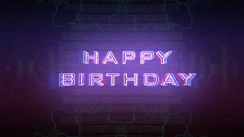 Happy Birthday with cyberpunk matrix and... | Stock Video | Pond5