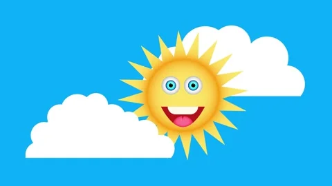 Happy Cartoon Sun Animation On Green Bac... | Stock Video | Pond5