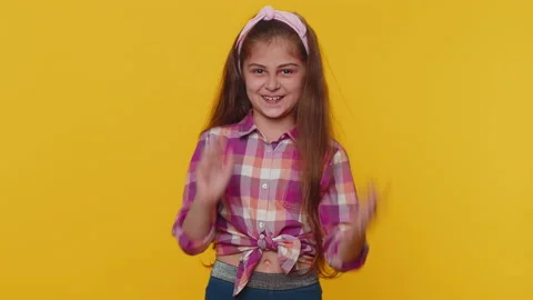 Happy child girl making playful silly fa... | Stock Video | Pond5