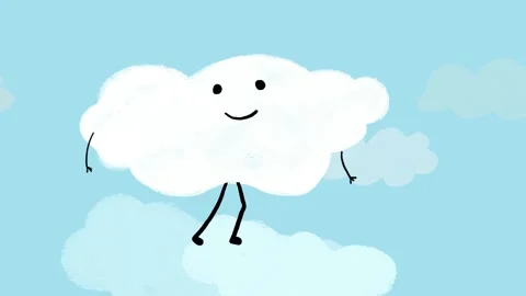 Happy cloud walking on blue sky, 2D anim... | Stock Video | Pond5