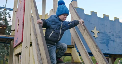 Happy Cute Little Boy Kid Plays on Playg... | Stock Video | Pond5