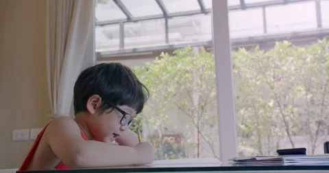 Happy Cute smart little kid child boy st... | Stock Video | Pond5