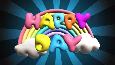 Happy Day 3d text animation with blue sp... | Stock Video | Pond5