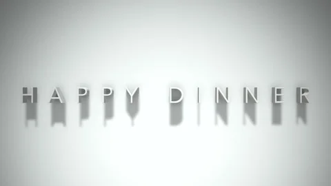 happy dinner 3D title animation white t... | Stock Video | Pond5