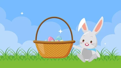 happy easter animated card with eggs in ... | Stock Video | Pond5