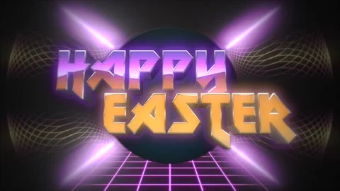 Happy Easter with disco ball and purple ... | Stock Video | Pond5