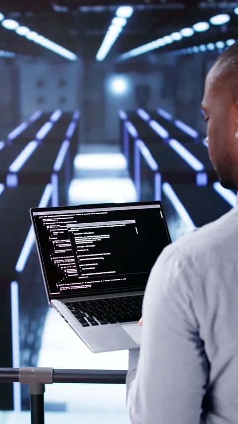 Happy Engineer In Data Center Server Roo... | Stock Video | Pond5