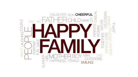 Happy family animated word cloud, text d... | Stock Video | Pond5