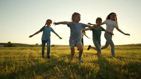 Happy family of children in summer outdo... | Stock Video | Pond5