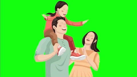 Happy Family with Daughter | Green Scree... | Stock Video | Pond5