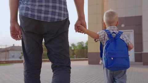 Happy family, father, child go to school... | Stock Video | Pond5