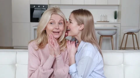 Happy family of grown up daughter gossip... | Stock Video | Pond5