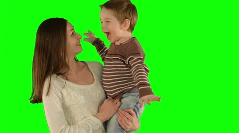 Happy family having fun on a Green Scree... | Stock Video | Pond5