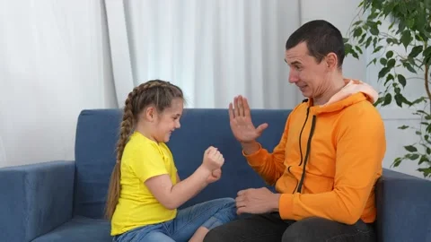 happy family teamwork. dad daughter clap... | Stock Video | Pond5