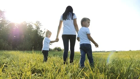 happy family teamwork mother, little bro... | Stock Video | Pond5