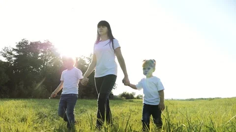 happy family teamwork mother, little bro... | Stock Video | Pond5