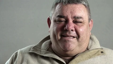 happy fat man smiling and laughing looki... | Stock Video | Pond5