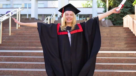 Happy girl graduating high school, celeb... | Stock Video | Pond5