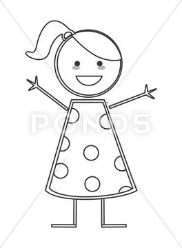 Happy girl icon stick figure Stock Illustration ~ #64954620