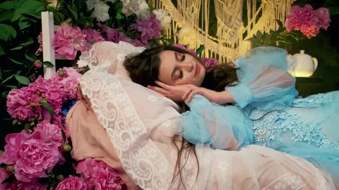 happy girl princess in sleep. Fantasy wo... | Stock Video | Pond5