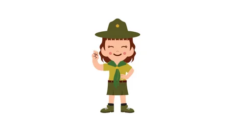 Happy Girl Scout waving animation on whi... | Stock Video | Pond5