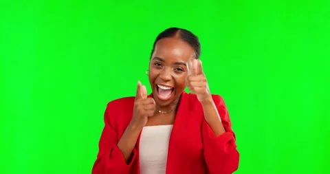 Happy, green screen and face of a black ... | Stock Video | Pond5