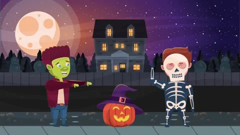 happy halloween animated scene with pump... | Stock Video | Pond5