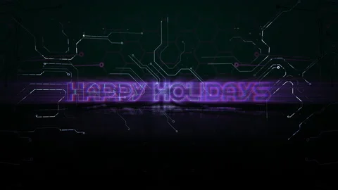 Happy Holidays with cyberpunk matrix | Stock Video | Pond5