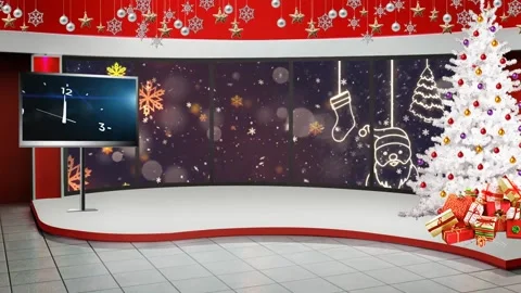 Happy Holidays TV Studio Set 12-Virtual ... | Stock Video | Pond5