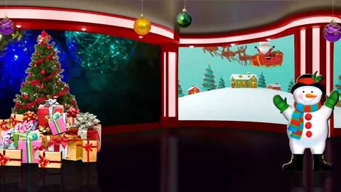 Happy Holidays TV Studio set 23 - Virtua... | Stock Video | Pond5