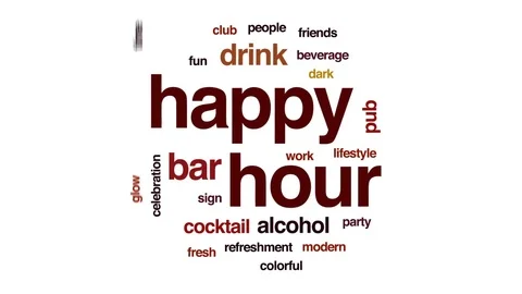 Happy hour animated word cloud, text des... | Stock Video | Pond5