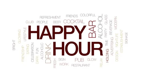 Happy hour animated word cloud, text des... | Stock Video | Pond5