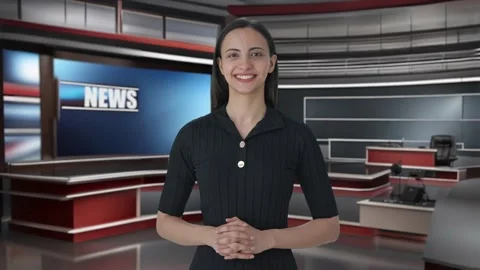 Happy Indian female news anchor smiling | Stock Video | Pond5