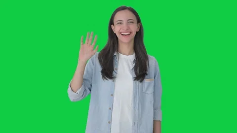 Happy Indian girl saying Hello Green scr... | Stock Video | Pond5