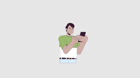 Happy indian man touching phone line 2D ... | Stock Video | Pond5