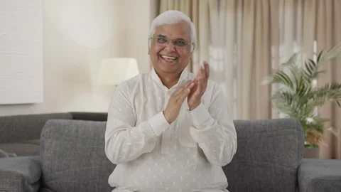 Happy Indian old man clapping and apprec... | Stock Video | Pond5