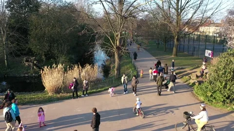 HAPPY KIDS HAVING FUN IN A CROWDED CITY ... | Stock Video | Pond5
