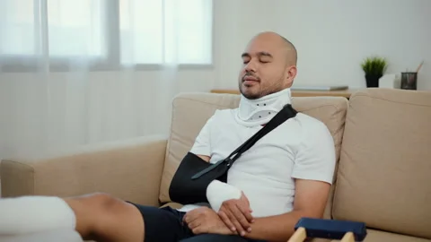 Happy man recovery from accident fractur... | Stock Video | Pond5