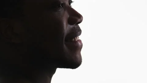 Happy man smiling face profile of inspir... | Stock Video | Pond5