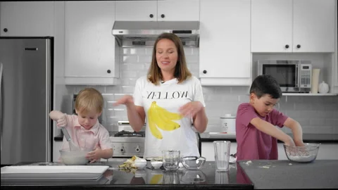 Happy mom cooking with two sons 4K 4K+ 5... | Stock Video | Pond5