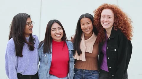 Happy multiracial diverse female friends... | Stock Video | Pond5