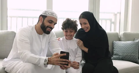 Happy Muslim family in traditional cloth... | Stock Video | Pond5