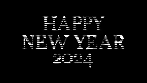 Happy New Year 2024 ascii animation on b... | Stock Video | Pond5