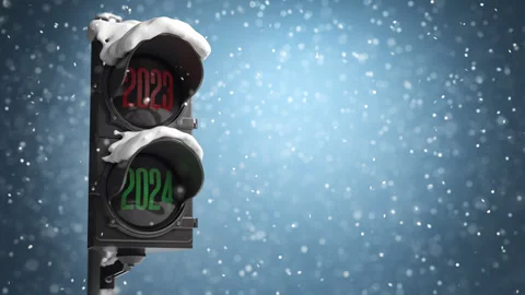 Happy new year 2024 Traffic light with g... | Stock Video | Pond5