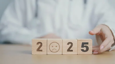 Happy New Year 2025 with Sad block agai... | Stock Video | Pond5