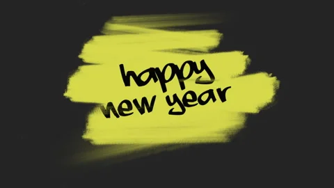 Happy New Year text with yellow stroke b... | Stock Video | Pond5